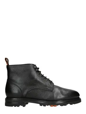 Santoni Leather Colin Lace-Up Boots Black