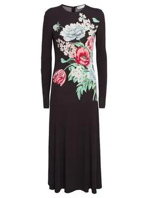 Tory Burch Floral Jersey Midi Dress - Brown