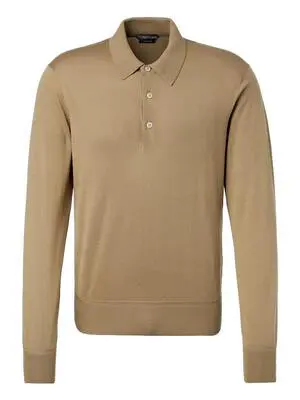 TOM FORD Cotton Polo Sweater - Beige