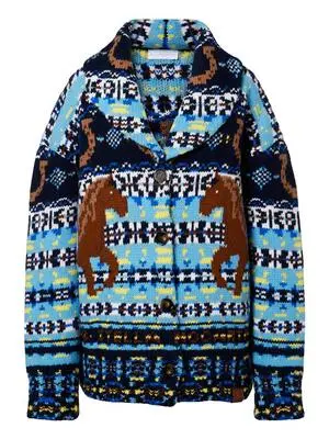 Stella McCartney Fair Isle Virgin Wool Cardigan - Blue