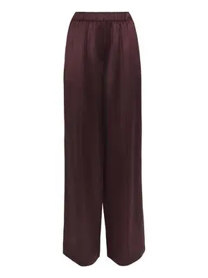 Tory Burch Satin Wide-leg Trousers - Burgundy