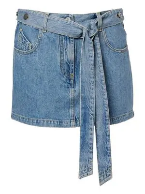 Attico Belted Denim Miniskirt - Blue