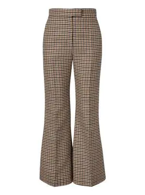 Valentino Garavani Houndstooth Cropped Virgin Wool Flared Pants - Multicoloured