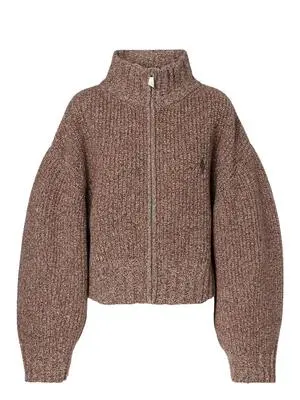 Attico Embroidered Wool And Cashmere Cardigan - Brown