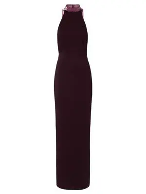 Attico Embellished Satin Gown - Burgundy