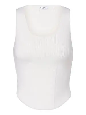 Alaïa Ribbed-knit Wool-blend Bustier - White