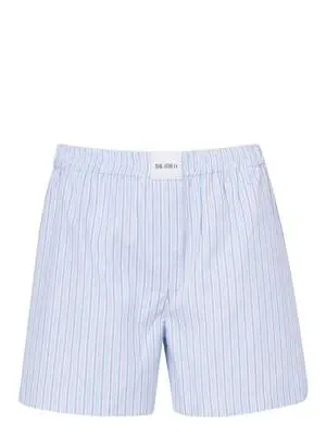 Attico Striped Cotton Shorts - Blue
