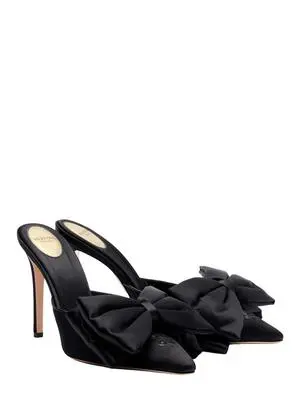 Valentino Garavani Yolande 105 Bow-detail Satin Mules - Black