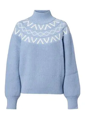 Varley Marcie Ribbed-knit Turtleneck Sweater - Blue