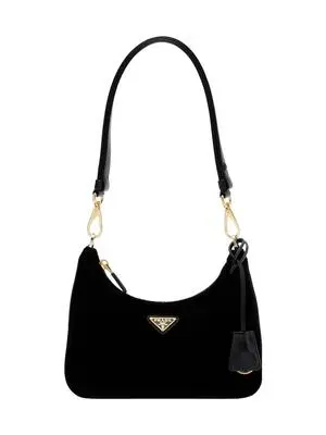 Prada Re-edition Mini Velvet Shoulder Bag - Black