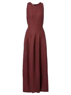 Brunello Cucinelli Striped Midi Dress - Burgundy