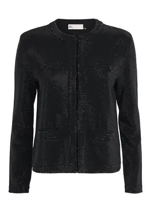 Tory Burch Wool-blend Embellished Kendra Cardigan - Black
