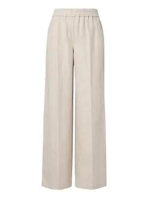 Brunello Cucinelli Linen And Cotton Wide-leg Pants - Beige