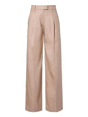 Brunello Cucinelli Linen-blend Wide-leg Pants - Pink