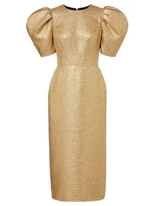 Carolina Herrera Tweed Midi Dress - Gold
