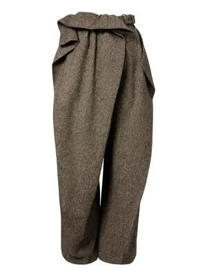 JW Anderson Asymmetric Wool Wide-leg Pants - Brown
