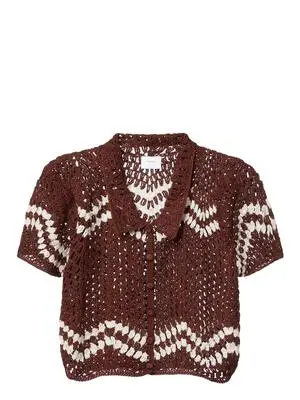 Anna Kosturova Crochet Cropped Cotton Top - Brown