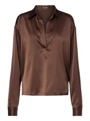TOM FORD Silk-blend Top - Brown