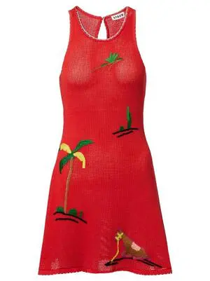 STAUD Marea Embroidered Cotton Minidress
