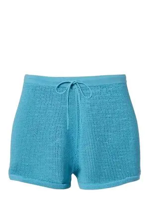 Staud Samara Cotton Shorts - Blue