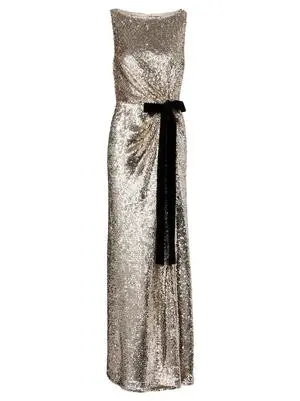 Simkhai Felicity Draped Sequined Gown - Gold