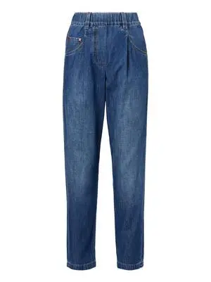 Brunello Cucinelli Pleated Tapered Jeans - Blue