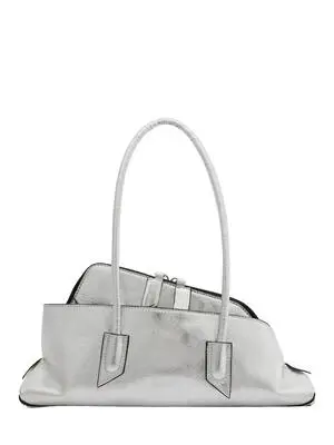 Attico La Passeggiata Small Leather Tote Bag - Silver