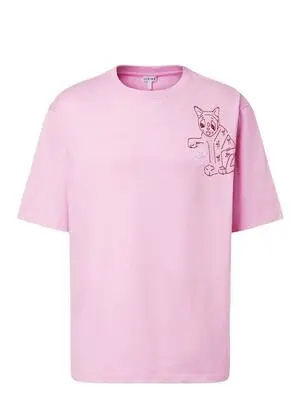 Loewe X Louis Wain Embroidered Cotton Jersey T-shirt - Pink