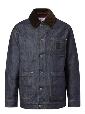 Loewe Corduroy-trimmed Denim Jacket - Blue