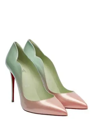 CHRISTIAN LOUBOUTIN Hot Chick 100 Ombré Patent Leather Pumps - Green