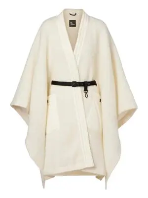 Moncler Belted Mohair, Alpaca, Wool-blend Cape - White