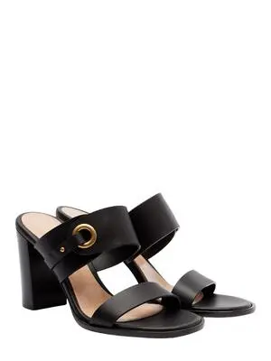 GIANVITO ROSSI 85 Leather Mules - Brown
