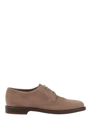 Brunello Cucinelli Suede Derby Shoes - Beige