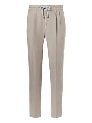 Brunello Cucinelli Pleated Linen Straight Pants - Grey