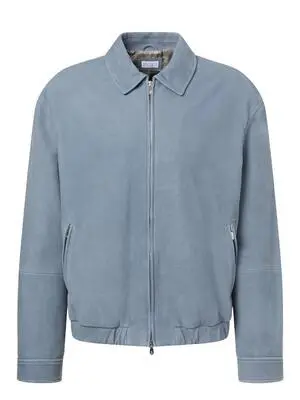 Brunello Cucinelli Leather Blouson Jacket - Blue