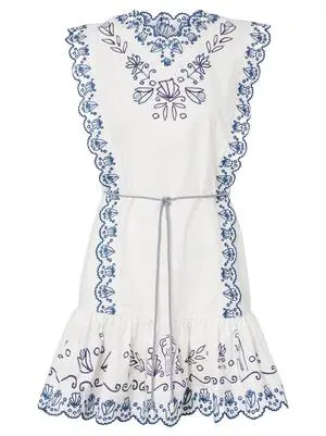 ALEMAIS Alémais Leela Embroidered Cotton Minidress - White
