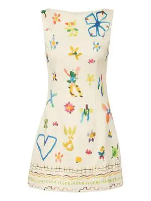 ALEMAIS Alémais Sidi Floral Linen-blend Minidress - Multicoloured