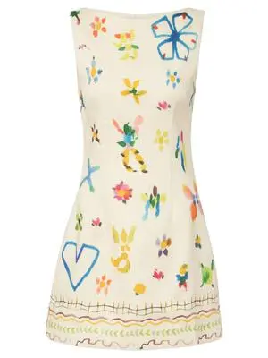 ALEMAIS Alémais Sidi Floral Linen-blend Minidress - Multicoloured