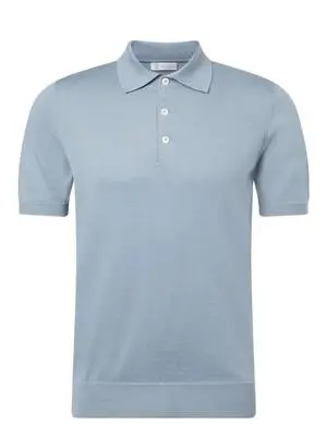 Brunello Cucinelli Cotton Piqué Polo Shirt - Blue