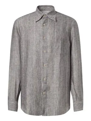 Brunello Cucinelli Pinstripe Linen Shirt - Grey
