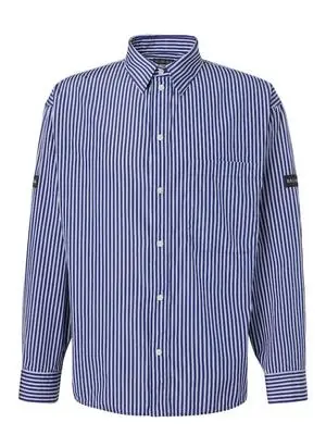Balenciaga Striped Cotton-blend Poplin Shirt - Blue