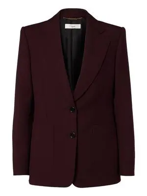 Chloé Wool Gabardine Blazer - Burgundy