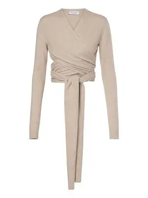 Alaïa Cashmere And Wool-blend Wrap Top - Beige