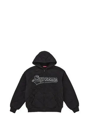 Supreme Quilted Zip-up Hooded Sweatshirt - Black