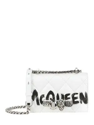 Alexander McQueen Mini Graffiti Jeweled Shoulder Bag - White