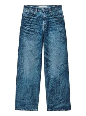 Alexander Wang Relaxed Fit Jean With Graffiti Print - Blue