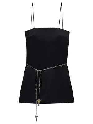 Alexander Wang Mini Dress With Built-in Short And Waist Chain - Black
