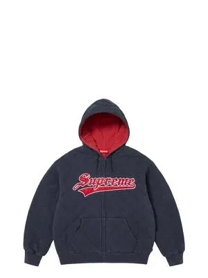 Supreme Quilted Zip Up Hooded Sweatshirt - Blue