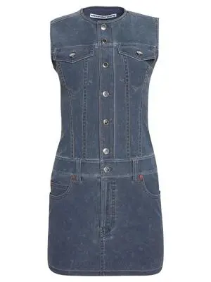 Alexander Wang Trompe Loeil Denim Fitted Mini Dress - Blue