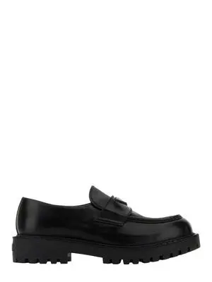 Prada Logo Plaque Slip-on Loafer - Black